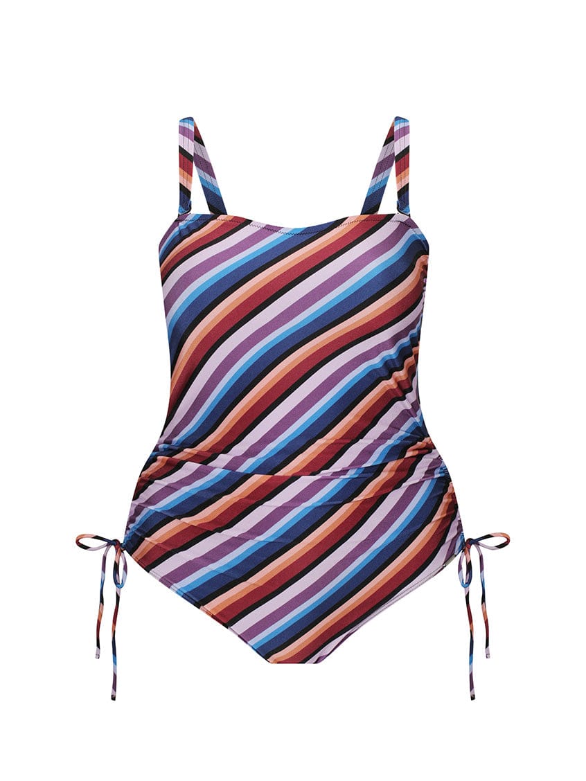 Metallic Stripe Side String Bandeau One Piece | Curvy Swimwear – Curvy ...