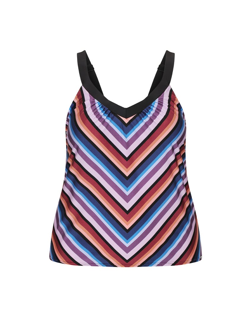 Metallic Stripe V Neck Tankini Top | Curvy Swimwear Australia – Curvy ...