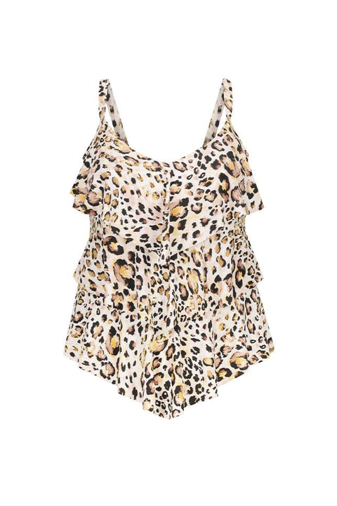 Snow Leopard 3 Tier Ruffle Tankini Top | Plus Size B-G Cup | Curvy ...