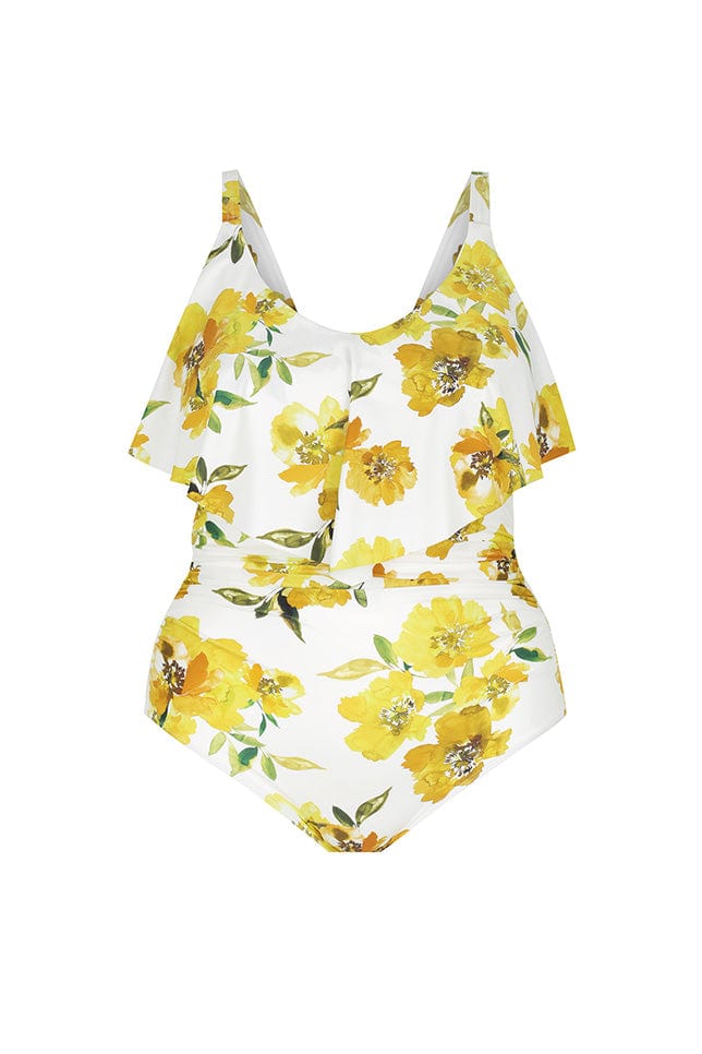 Tuscany Long Frill V Neck One Piece | Curvy Swimwear Australia – Curvy ...